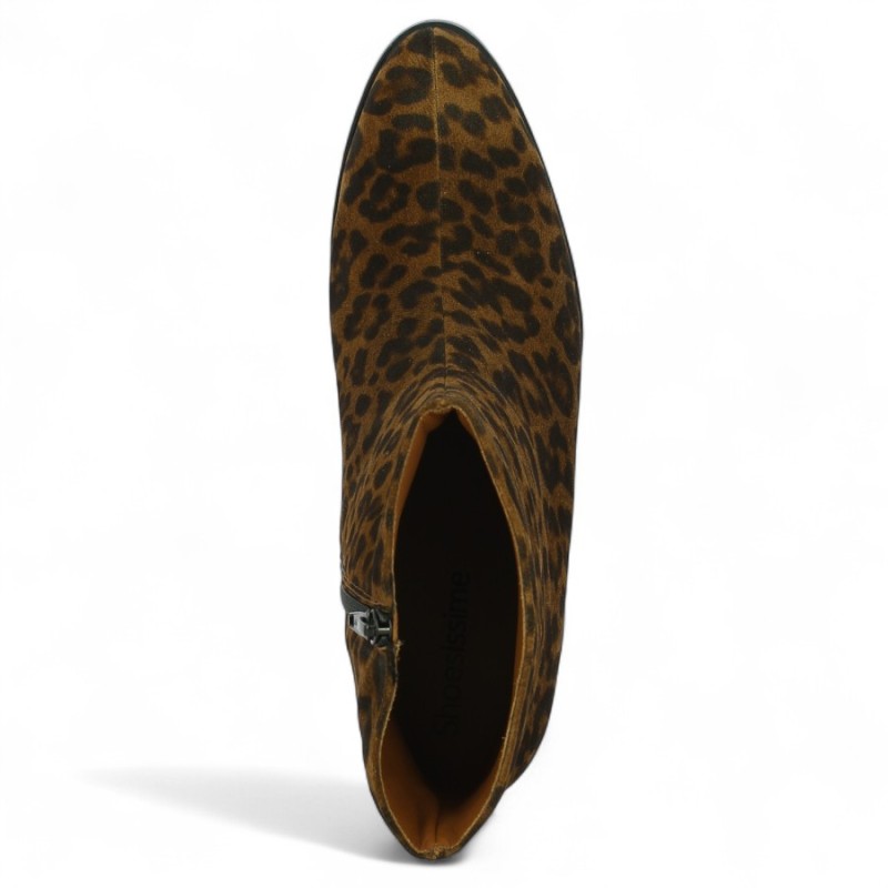 Sidonie - Leopard leather boots large size - Heeled boots 42, 43, 44 ...