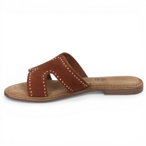 Hella - Claquette H marron et clous dorés - Mules mode grande pointure ...