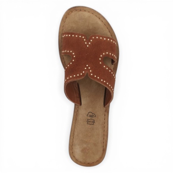 Hella - Claquette H marron et clous dorés - Mules mode grande pointure ...