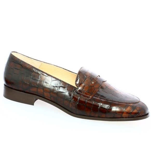 Mocassin moderne marron imprimé croco en grandes pointures 42 43 44 45